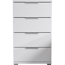 Nachtkommode Schlafkontor "Smilla Nachttisch, Nachtkonsole mit Schubk&auml;sten", wei&szlig; (wei&szlig;, griffe silberfarben), B:46cm H:79cm T:42cm, Holzwerkstoff, Sideboards, Nachtkonsole, Korpus melaminbeschichtet, silberfarbige oder schwarze Griffe