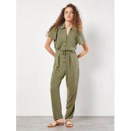 Jumpsuit Apricot "Jumpsuit", Damen, Gr. XS (34), N-Gr, gr&uuml;n (khaki), Obermaterial: 100% Polyester PES., Overalls Jumpsuit, mit Knopfleiste, mit Tailleng&uuml;rtel