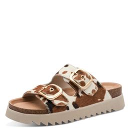 Pantolette Tamaris, Damen, Gr. 36, animal druck, Leder, kontrastfarbene Details, Schuhe Pantolette, Sommerschuh, Schlupfschuh mit angesagtem Kuhmuster