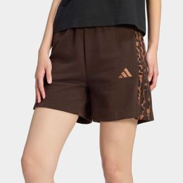 Shorts adidas Sportswear "W AOP 3S SHO", Damen, Gr. M, N-Gr, aurora coffee, multicolor, preloved braun, normal, gr., Obermaterial: 55% Baumwolle, 36% Polyester, 9% Viskose, Hosen Shorts, f&uuml;r Erwachsene, aus Baumwolle, mit Gummizug, enger Schnitt