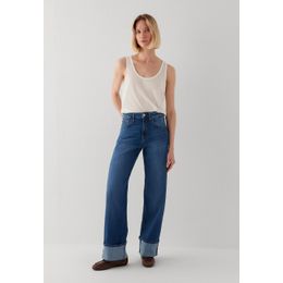 Weite Jeans Mavi "SANDRA", Damen, Gr. 26, L&auml;nge 32, blau (mid brushed str), 87% Baumwolle, 11% Polyester, 2% Elastan, weit normal, Jeans, Cuffed Wide Leg