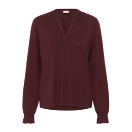 Langarmbluse Kaffe "Langarm-Bluse KAcharlotte", Damen, Gr. L, braun (fudge), Obermaterial: 95% Viskose CV. 5% Elasthan EL., Blusen
