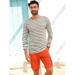 Langarmshirt Catamaran "Langarm-Shirt", Herren, Gr. 44/46, khaki, ecru, gestreift, 100% Baumwolle, gemustert, gestreift, Rundhals, Shirts Langarmshirt