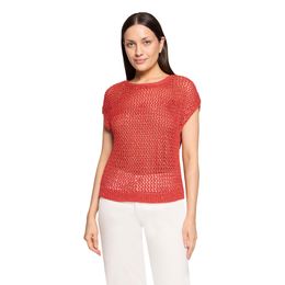 BETTY & CO Stricktop BETTY & CO "Damen mit Effektgarn", Damen, Gr. 38, dunkelrot, Strick, Obermaterial: 38% Baumwolle, 36% Polyester, 26% Polyamid, l&auml;ssig geschnitten normal, U-Boot-Ausschnitt, Tops Stricktop