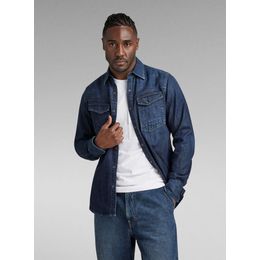 G-Star Raw Langarmshirt G-STAR "Dakota Slim Denim Hemd", Herren, Gr. M, blau (worn in deep sea), Obermaterial: 100% Baumwolle, Shirts Langarmshirt