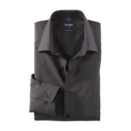 Businesshemd OLYMP "Luxor modern fit", Herren, Gr. 40, N-Gr, grau (anthrazit), Web, Obermaterial: 100% Baumwolle, Hemden