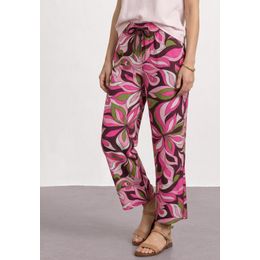 Stoffhose Street One, Damen, Gr. 36, L&auml;nge 26, bunt (magenta dream), Stoff, 100% Viskose, gebl&uuml;mt, loose fit 7/8-L&auml;nge, Hosen Stoffhose, mit allover Print