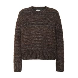 Strickpullover Kaffe "Strickpullover KAmarena", Damen, Gr. L, braun (schwarz coffee melange), Obermaterial: 47% Polyacryl PAN. 35% Polyester PES. 13% Polyamid PA. 5% Wolle mw., Pullover Strickpullover