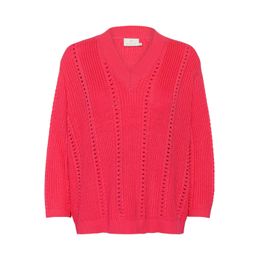 Strickpullover Kaffe "Strickpullover KAlorri", Damen, Gr. L, rot (raspberry), Obermaterial: 50% Baumwolle CO. 50% Polyacryl PAN., Pullover Strickpullover