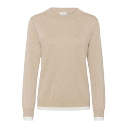 Strickpullover Kaffe "Strickpullover KAlizza", Damen, Gr. L, beige (feather gray melange), Obermaterial: 80% Viskose LENZING ECOVERO CV LenzEcov. 20% Nylon NY., Pullover Strickpullover