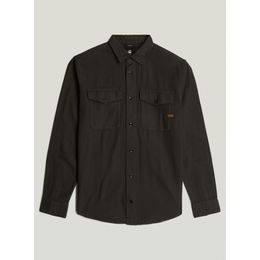 G-Star Raw Langarmshirt G-STAR "Marine Slim Hemd", Herren, Gr. M, braun (asfalt gd), Obermaterial: 50% Baumwolle, 50% Baumwolle, Shirts Langarmshirt