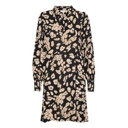 Midikleid Kaffe "Kleid KAbeathe", Damen, Gr. 34, N-Gr, schwarz (schwarz, sand leo print), Obermaterial: 100% Viskose LENZING ECOVERO CV LenzEcov., Kleider Midikleid
