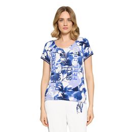 Kurzarmshirt Betty Barclay "Damen mit Raffung", Damen, Gr. 36, blau (wei&szlig;, blau), Jersey, Obermaterial: 95% Viskose, 5% Elasthan, Basic, figurumspielend normal, Rundhals, Shirts