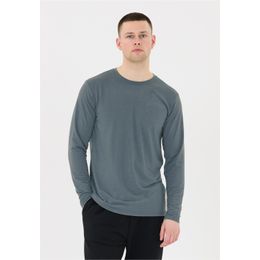 Langarmshirt Virtus "Jokers V3", Herren, Gr. L, blau (blau, grau), 86% Polyester, 10% Viskose, 4% Elasthan, unifarben, normal, Rundhals, Shirts Langarmshirt, mit praktischer Quick-Dry-Funktion