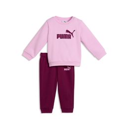 Trainingsanzug Puma "MINICATS ESS CREW SET FL INTEREST INF", Jungen, Gr. 92, rosa (mauve glow), Fleece, Obermaterial: 68% Baumwolle, 32% Polyester, bedruckt, regular fit, Sportanz&uuml;ge Trainingsanzug, f&uuml;r Kinder, ohne Kapuze, Regular Fit