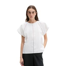 Marc O'Polo MARC O'POLO Damen Kurzarmbluse "aus Premium-Popeline"wei&szlig;, Gr. 42, unifarben, Obermaterial: 100% Baumwolle, Blusen
