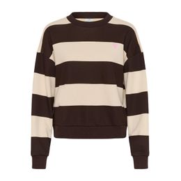 Sweatshirt Kaffe "Sweatshirt KAcomo", Damen, Gr. L, braun (seal braun, turtledove stripe), Obermaterial: 65% Baumwolle CO. 35% Polyester PES., Sweatshirts Sweatshirt