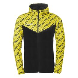 Trainingsjacke Uhlsport "Trainingsjacke Progressive 28 Multi Hood Kids", M&auml;dchen, Gr. 116, schwarz (schwarz, limonengelb), Obermaterial: 100% Polyester Pol. recyc.., Jacken Trainingsjacke