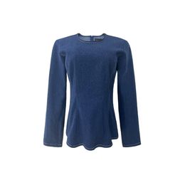 Blusentop LIBERT&Eacute; ESSENTIEL "Libert&eacute; Essentiel Shirt ASTA", Damen, Gr. L, blau denim, Obermaterial: 65% Baumwolle, 33% Polyester, 2% Elasthan, Blusen Blusentop