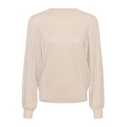 Strickpullover Kaffe "Strickpullover KAregina", Damen, Gr. L, beige (sand dollar), Obermaterial: 70% Viskose CV. 20% Nylon NY. 10% Polyester PES., Pullover Strickpullover