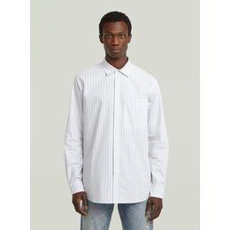 G-Star Raw Langarmshirt G-STAR "One Pocket Regular Hemd", Herren, Gr. M, ash blau irregular stripe, Obermaterial: 100% Baumwolle, Shirts Langarmshirt