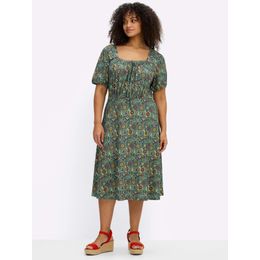 sheego Damen Jerseykleid "Jersey-Kleid"ozean, tiefblau, bedruckt, Gr. 44, bedruckt, gebl&uuml;mt, gemustert, mehrfarbig, Jersey, 95% Viskose, 5% Elasthan,