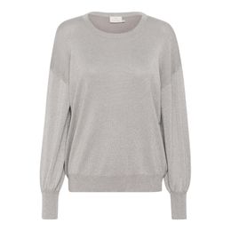 Strickpullover Kaffe "Strickpullover KAregina", Damen, Gr. M, silber (grau silber metallic), Obermaterial: 70% Viskose CV. 20% Nylon NY. 10% Polyester PES., Pullover Strickpullover