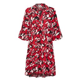 Midikleid Kaffe "Kleid KAhera", Damen, Gr. 34, N-Gr, rot (true rot, pink graphic flower), Obermaterial: 100% Viskose LENZING ECOVERO CV LenzEcov., Kleider Midikleid