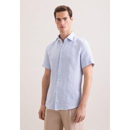 Leinenhemd Seidensticker "Schwarze Rose", Herren, Gr. L (41), normale &Auml;rmell&auml;ngen, hellblau, 100% Leinen, gestreift, tailored fit, Hemden, Shaped 1/2 Kentkragen Gestreift