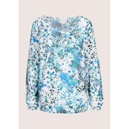 Madeleine Mode Langarmbluse MADELEINE "Bluse Schlupfbluse mit grafischem Allover-Print", Damen, Gr. 34, blau (hellblau, gemustert), Obermaterial: 100% Viskose CV., Modern, Blusen