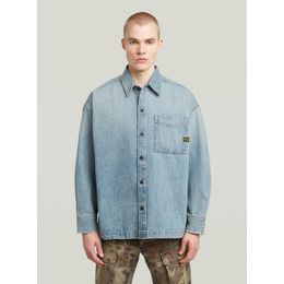 G-Star Raw Langarmshirt G-STAR "Boxy Fit Overshirt", Herren, Gr. L, sun faded pacific blau, Obermaterial: 50% Baumwolle, 30% Baumwolle, 20% Baumwolle, Shirts Langarmshirt