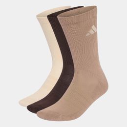 Funktionssocken adidas Performance "C ESS CRW 3P", Damen, Gr. L (43/45), crystal linen, aurora coffee, chalky braun, Obermaterial: 56% Baumwolle, 40% Polyester, 3% Elasthan, 1% Polyamid, Socken