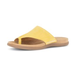 Dianette Gabor, Damen, Gr. 36, gelb (dunkelgelb), Ziegenveloursleder, unifarben, Schuhe Dianette, Keilabsatz, Sommerschuh, Bequemschuh mit Zehenring