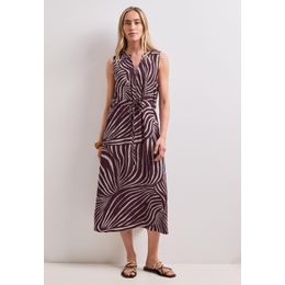 Midikleid Street One, Damen, Gr. 34, EURO-Gr&ouml;&szlig;en, rustic rouge, Stoff, 100% Viskose, gemustert, normal wadenlang, V-Ausschnitt, abgesteppt, Kleider Midikleid, mit Zipper-Detail
