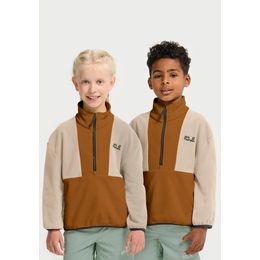 Stehkragenpullover Jack Wolfskin "COLORBLOCK TAUNUS HZ K", M&auml;dchen, Gr. 140, autumnleaves, Obermaterial: 100% POLYESTER. Futter: 100% POLYESTER, Pullover Stehkragenpullover