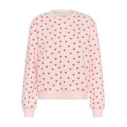 Sweatshirt Saint Tropez "Sweatshirt PammaSZ", Damen, Gr. L, rosa (pink rot sketched heart), Obermaterial: 65% Baumwolle CO. 35% Polyester PES., Sweatshirts Sweatshirt