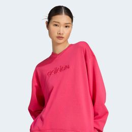 Sweatshirt adidas Sportswear "W SAT CRW", Damen, Gr. L, pink (power pink), Obermaterial: 55% Baumwolle, 36% Polyester, 9% Viskose, normal, V-Ausschnitt, angesetztes B&uuml;ndchen, Sweatshirts Sweatshirt
