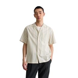 Marc O'Polo Herren Kurzarmhemd "mit mehrfarbigen Streifen"sanftes wei&szlig;, Gr. XL, MARC O'POLO DENIM, gestreift, Obermaterial: 100% Baumwolle, Hemden