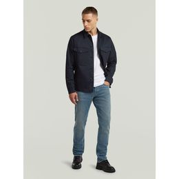 G-Star Raw Langarmshirt G-STAR "Core Clean Overshirt", Herren, Gr. M, schwarz (osaka blau), Obermaterial: 97% Baumwolle, 3% Elasthan, Shirts Langarmshirt