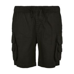 Cargohose Urban Classics "Urban Classics Herren Boys Double Pocket Cargo Shorts", M&auml;dchen, Gr. 158/164, Normalgr&ouml;&szlig;en, schwarz, 100% Baumwolle, unifarben, loose fit, Hosen Cargohose