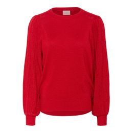 Strickpullover Kaffe "Strickpullover KAregina", Damen, Gr. L, rot (haute rot), Obermaterial: 70% Viskose CV. 20% Nylon NY. 10% Polyester PES., Pullover Strickpullover