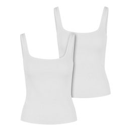 Muskelshirt Urban Classics "Urban Classics Ladies Wide Neck Rib Top 2-Pack", Damen, Gr. L, wei&szlig; wei&szlig;, 95% Baumwolle, 5% Elasthan, unifarben, normal, eckiger Ausschnitt, Shirts