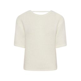Strickpullover Kaffe "Strickpullover KAemilie", Damen, Gr. L, wei&szlig; (chalk), Obermaterial: 64% Polyester PES. 18% Polyacryl PAN. 10% Wolle mw. 5% Alpaka WP. 3% Elasthan EL., Pullover Strickpullover