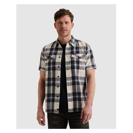PME-Legend Kurzarmhemd PME LEGEND, Herren, Gr. 3XL, N-Gr, sargasso sea, Web, Obermaterial: 100% Baumwolle, kariert, regular fit normal, ohne Ausschnitt, gerader Abschluss, Hemden, mit Logo Stickerei