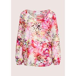 Madeleine Mode Langarmbluse MADELEINE "Bluse Druckbluse mit Leo- und Blumenmuster", Damen, Gr. 34, pink, gemustert, Obermaterial: 100% Viskose CV., Modern, Blusen