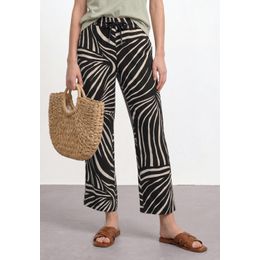 Stoffhose Street One, Damen, Gr. 40, L&auml;nge 26, schwarz, Stoff, 100% Viskose, gebl&uuml;mt, loose fit 7/8-L&auml;nge, Hosen Stoffhose, mit allover Print