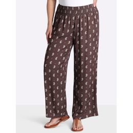 Schlupfhose sheego, Damen, Gr. 56, Normalgr&ouml;&szlig;en, schoko, sesam, bedruckt, 100% Viskose, Paisley, gemustert, mehrfarbig, Hosen Schlupfhose