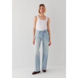 Weite Jeans Mavi "MALIBU W/Belt", Damen, Gr. 26, L&auml;nge 32, lt brushed denim, 99% Baumwolle, 1% Elastan, weit normal, Jeans, Loose Wide Leg Jeans
