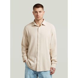 G-Star Raw Langarmshirt G-STAR "Clean Regular Hemd", Herren, Gr. L, wei&szlig;bait, Obermaterial: 100% Baumwolle, Shirts Langarmshirt