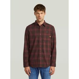 G-Star Raw Langarmshirt G-STAR "Bristum 2.0 Slim Hemd", Herren, Gr. L, chocolate plum arthur check, Obermaterial: 100% Baumwolle, Shirts Langarmshirt